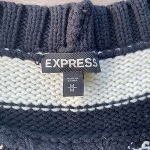 Express | Sweaters | Express Black White Striped Distressed Sweater M ...